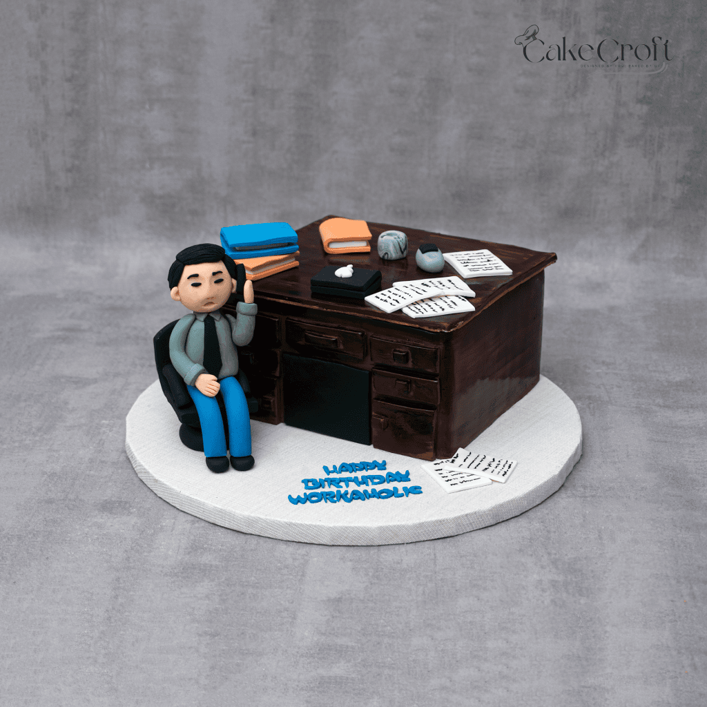 Workaholic Office Desk Cake in Dhaka | Custom Design by CakeCroft