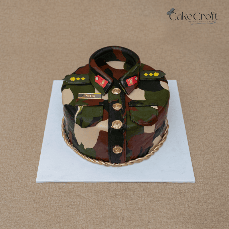 Army Uniform Tribute Cake in Dhaka | Custom Design by CakeCroft